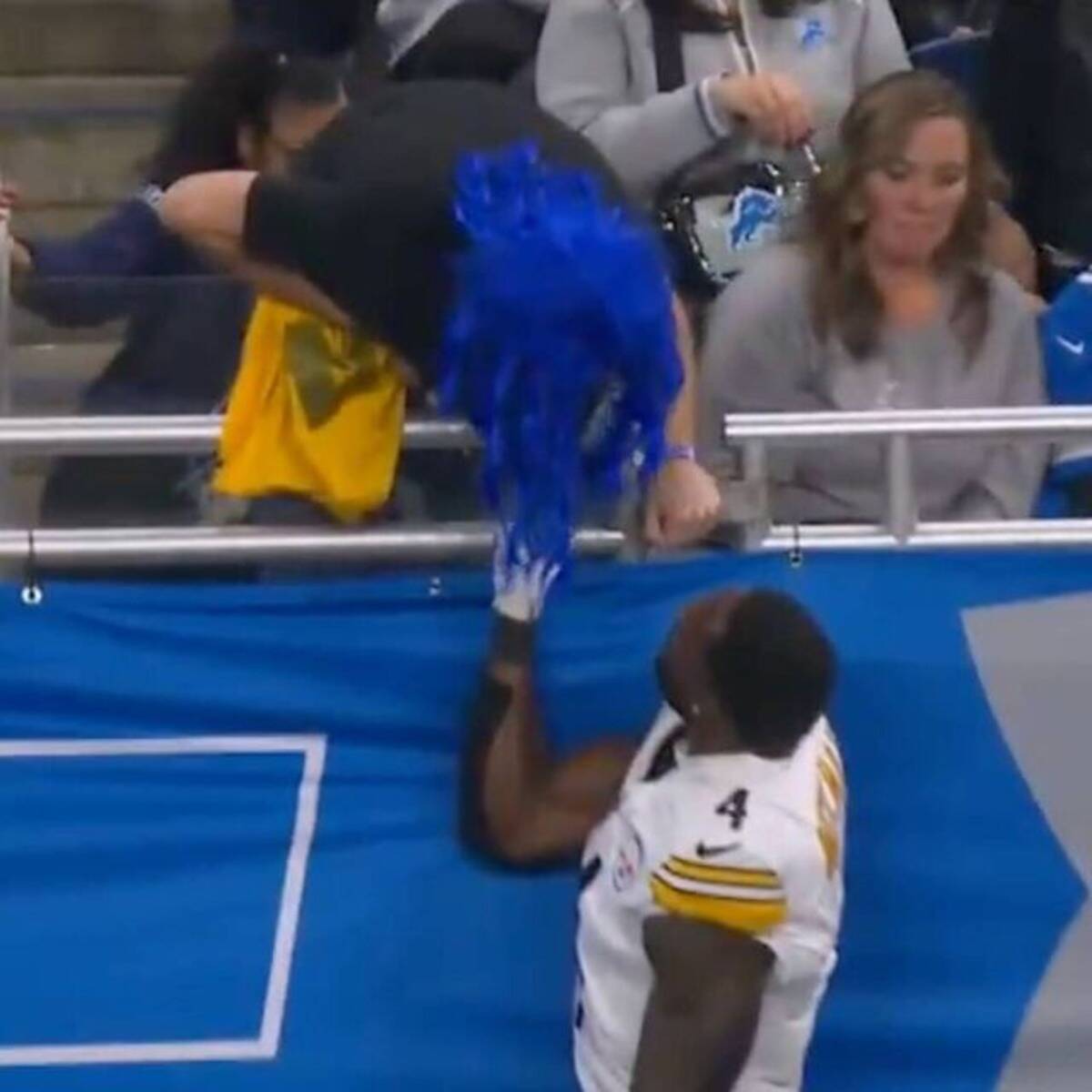 The Lions fan in blue wig who got punched by DK Metcalf is speaking out.
