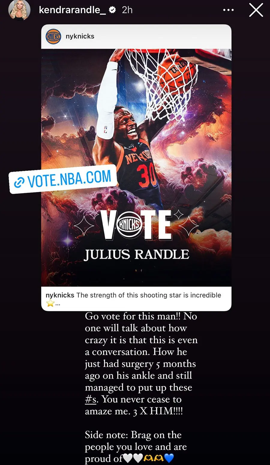 Julius Randle’s Wife Kendra Randle Throws A Shade At Doubters Of Husband's NBA All-Star Game ...