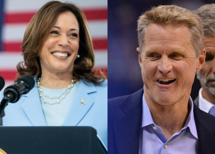 Warriors Head Coach Steve Kerr Endorses Kamala Harris On Stage At The ...