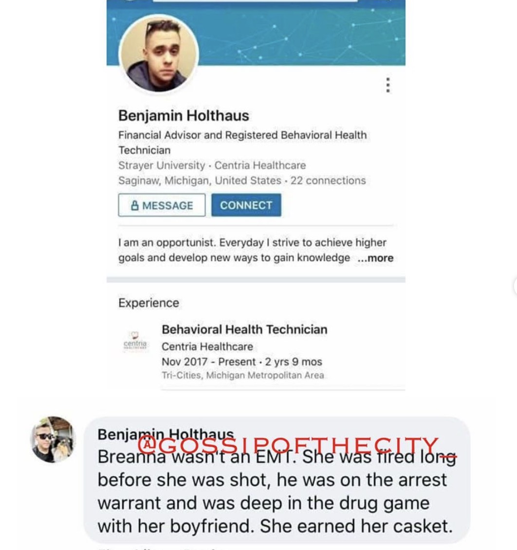 Benjamin Holthaus Posts on Facebook That Breonna Taylor Earned Her ...