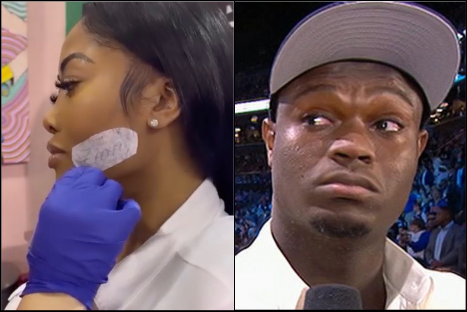 Video of Moriah Mills Getting a Zion Williamson Face Tattoo ...