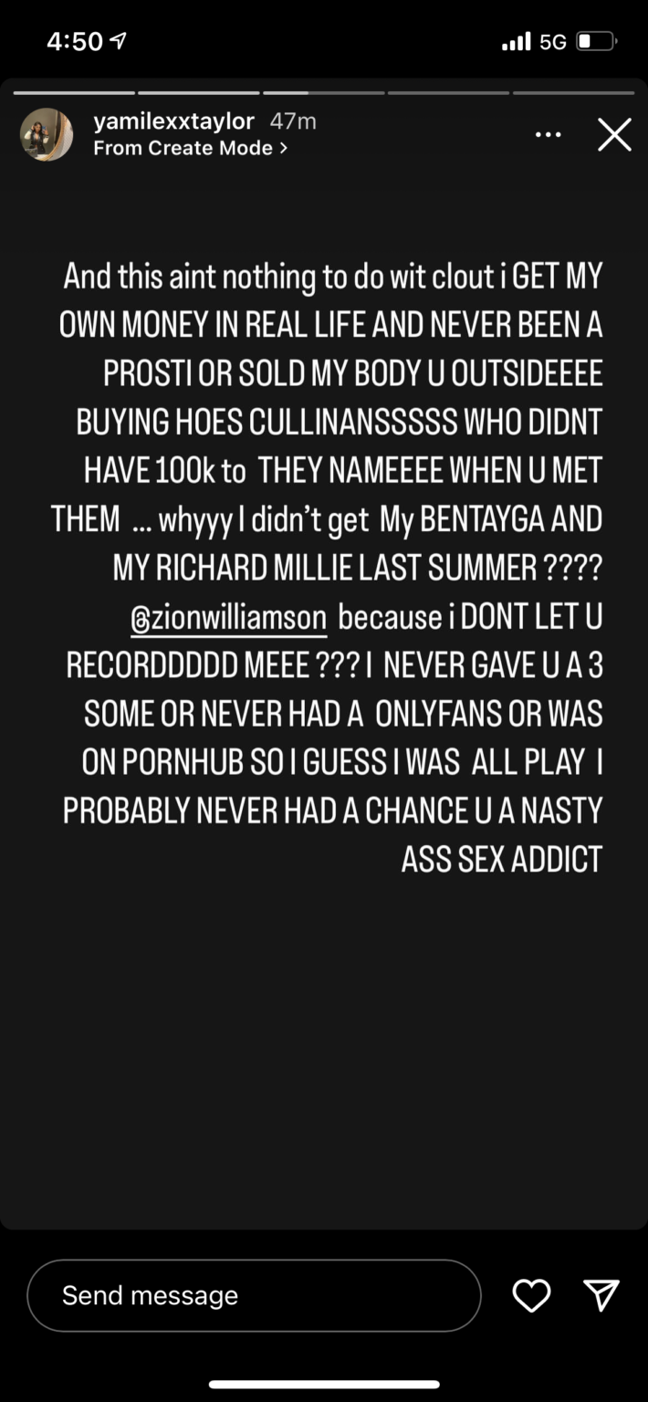 3rd Woman Yami Taylor Exposes Zion Williamson For Cheating on Her With ...