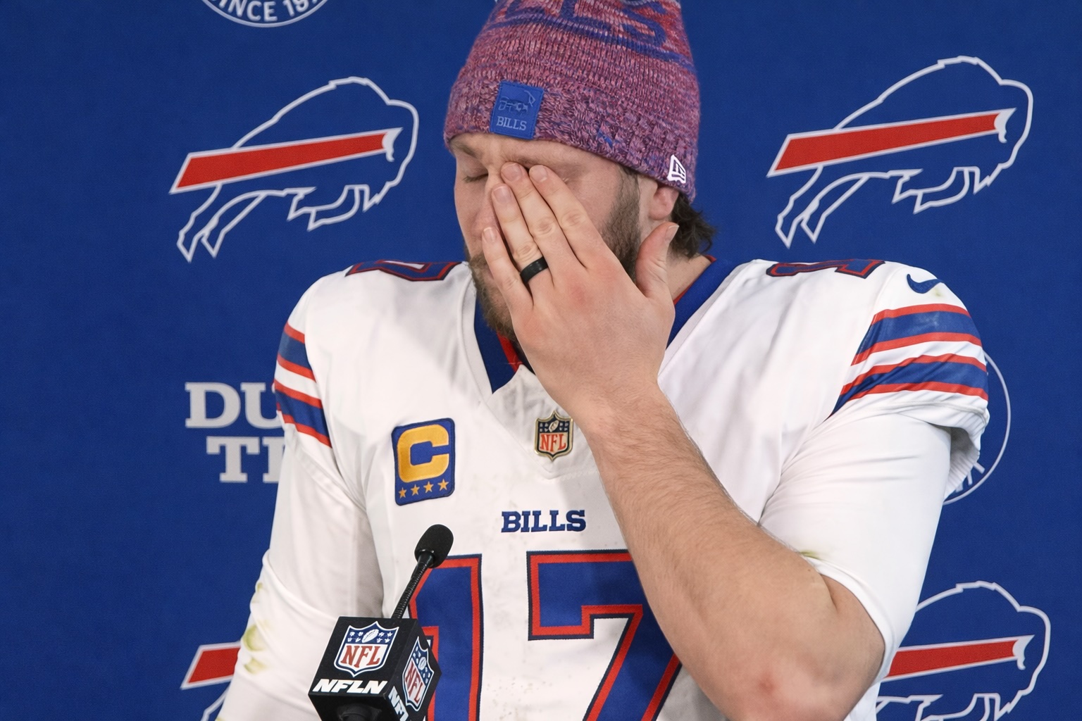 Watch Josh Allen Cry in Post Game Presser After Playoff Loss to Broncos ...