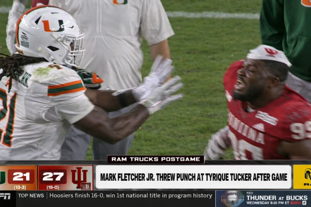 Miami Mark Fletcher Jr Punched Indiana Tyrique Tucker Over Dead Father ...